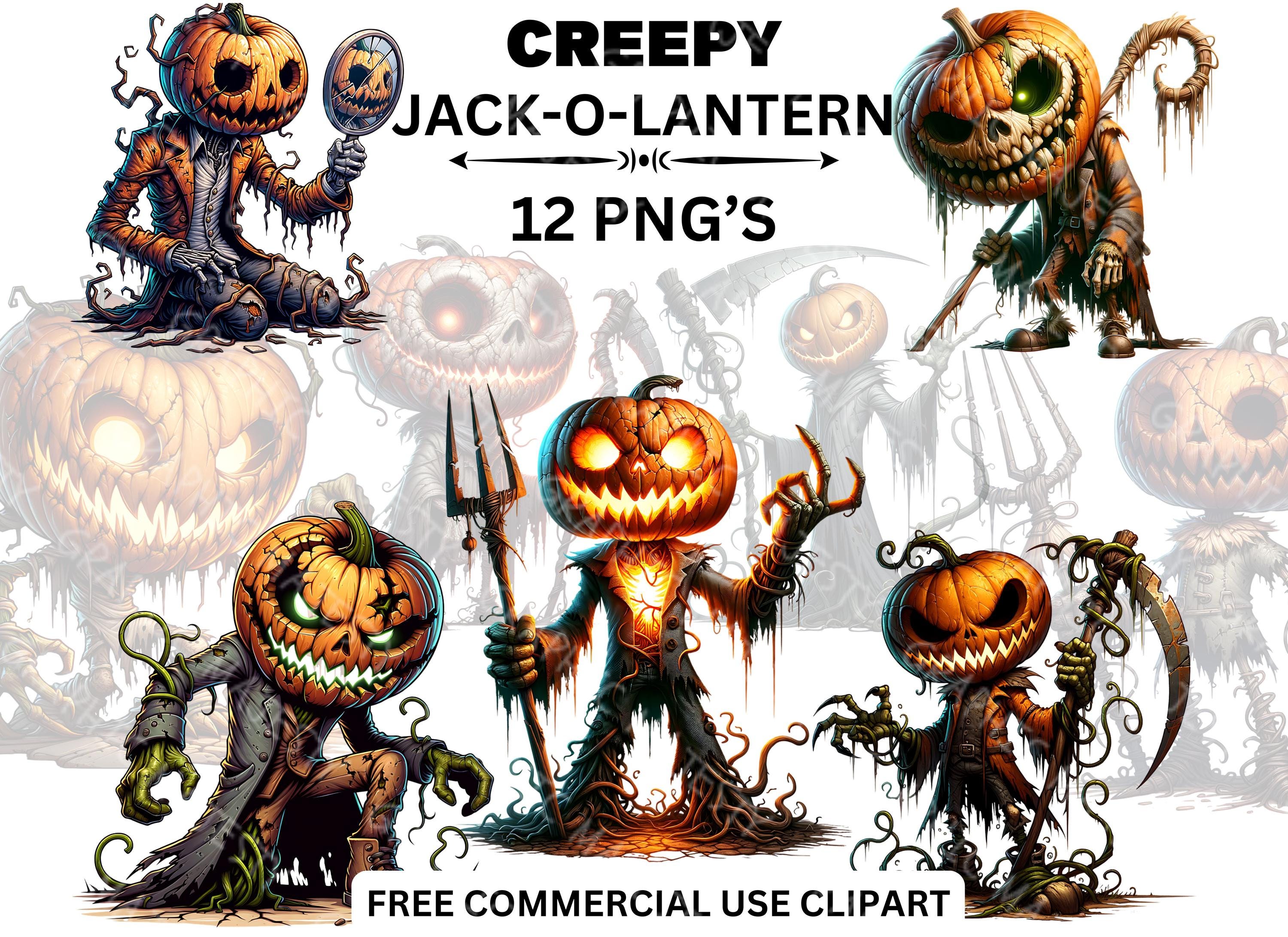 Creepy Jack O'lantern Clipart Bundle: Halloween PNG Images (digital ...