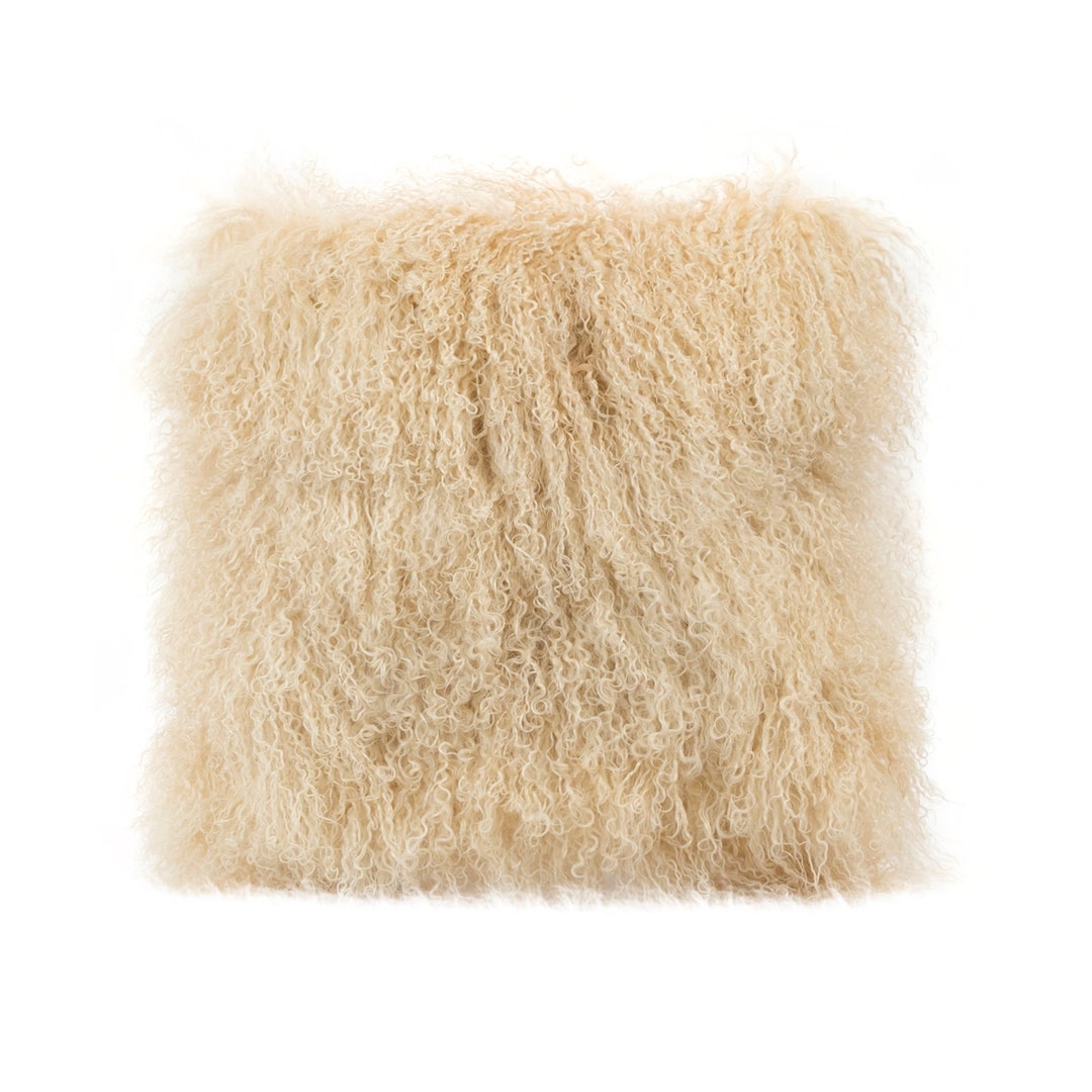Butter Tibetan Lamb Square Pillow | Luxurious Sheepskin Pillows ...