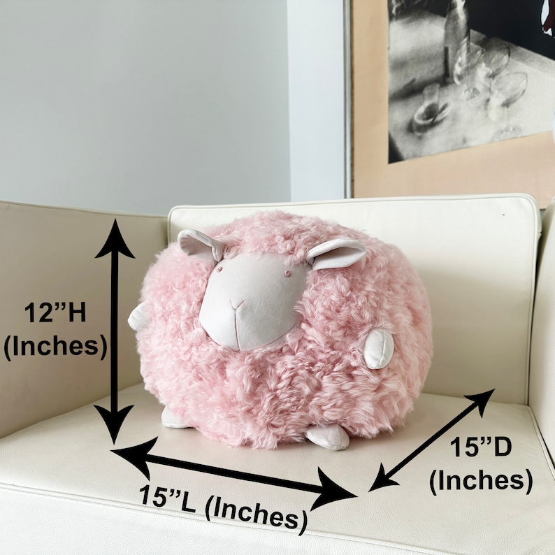 Plush Sheep Pillow: Soft Mongolian Lambskin (15-inch, Multiple Colors ...