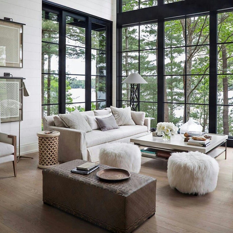Tibetan Lamb Ottomans | Genuine Luxurious Round Poufs | Assorted ...