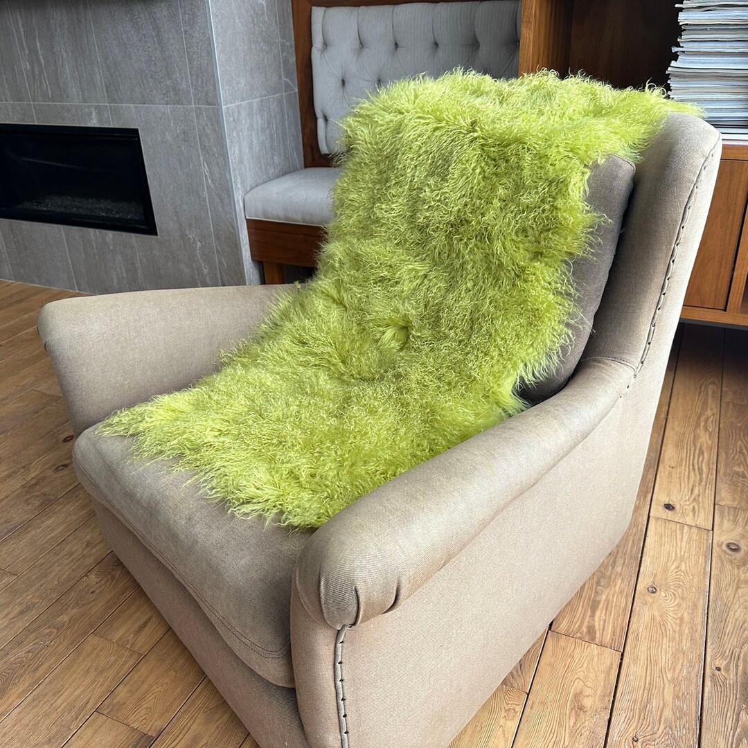 Lime Green Tibetan Lamb Pelt | Luxurious Sheepskin Throws | Assorted ...