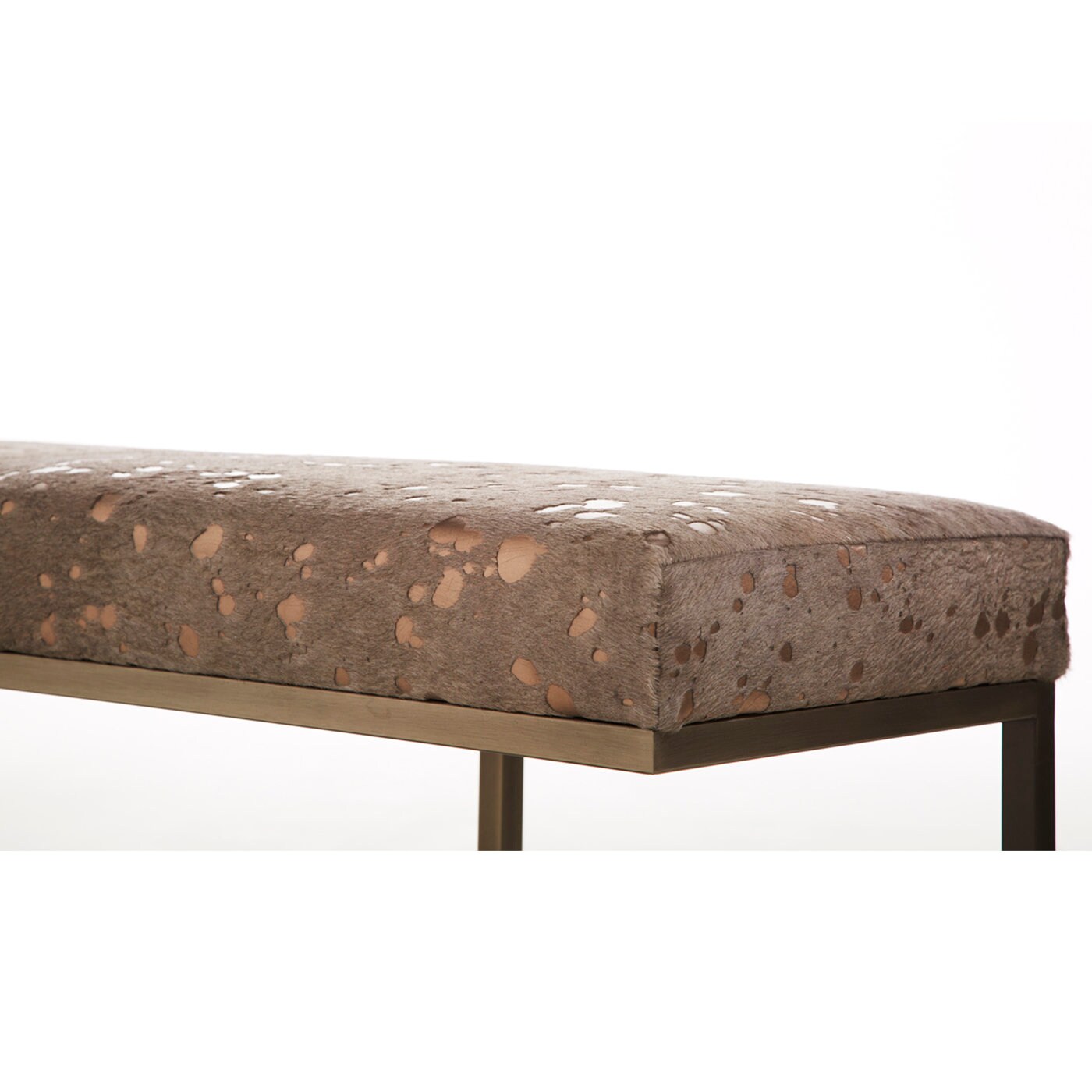 Copper Metallic Cowhide Hadley Metal Bench | Antique Brass Metal Finish ...