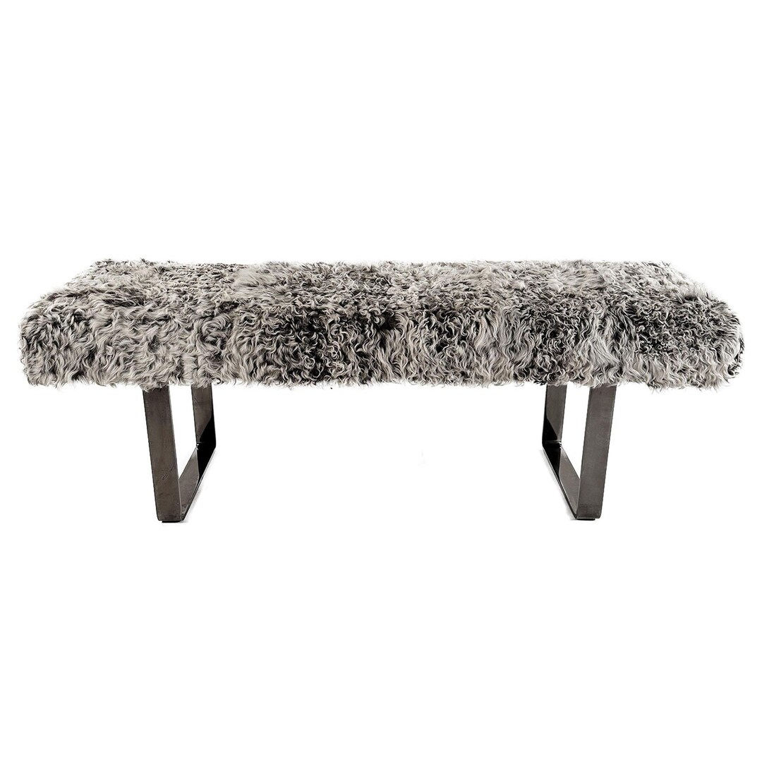 Salt & Pepper Curly Lamb Sheepskin Bench – Miami Design With Black ...