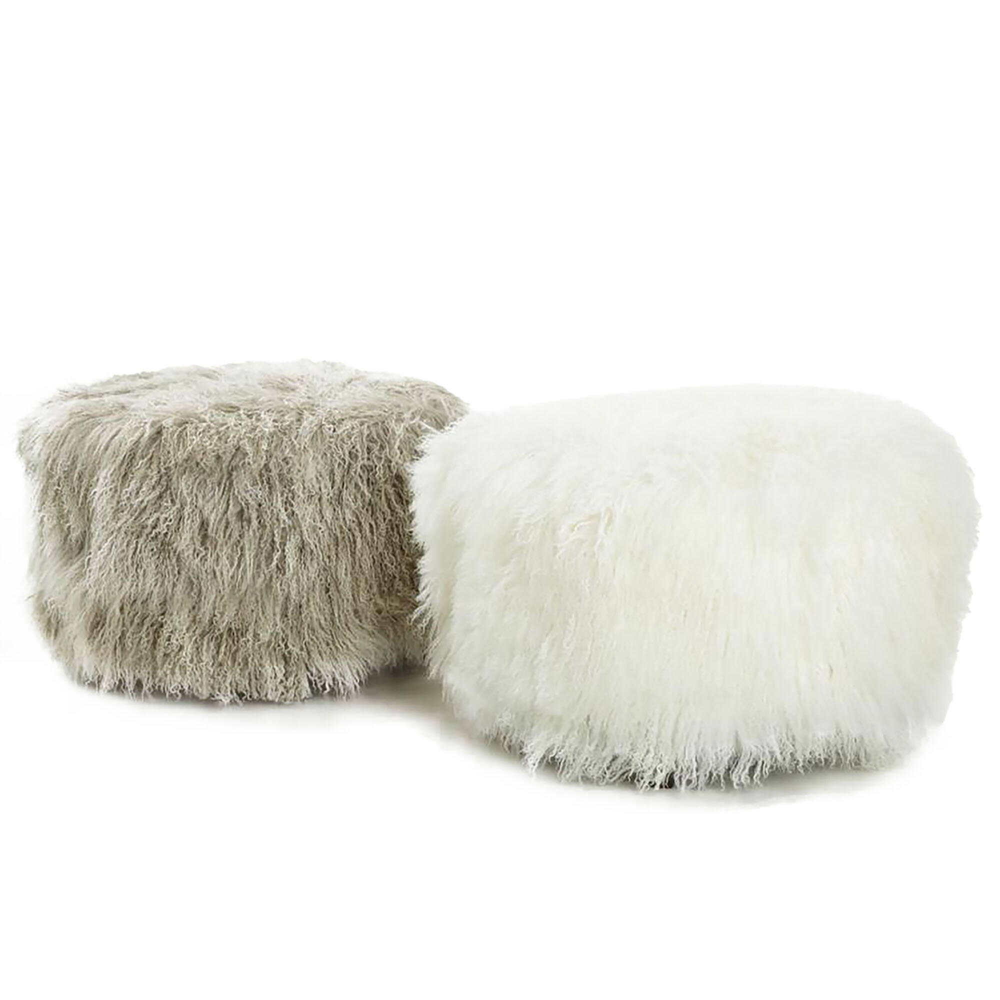 Tibetan Lamb Ottomans Genuine Luxurious Round Poufs Assorted Sheepskin ...