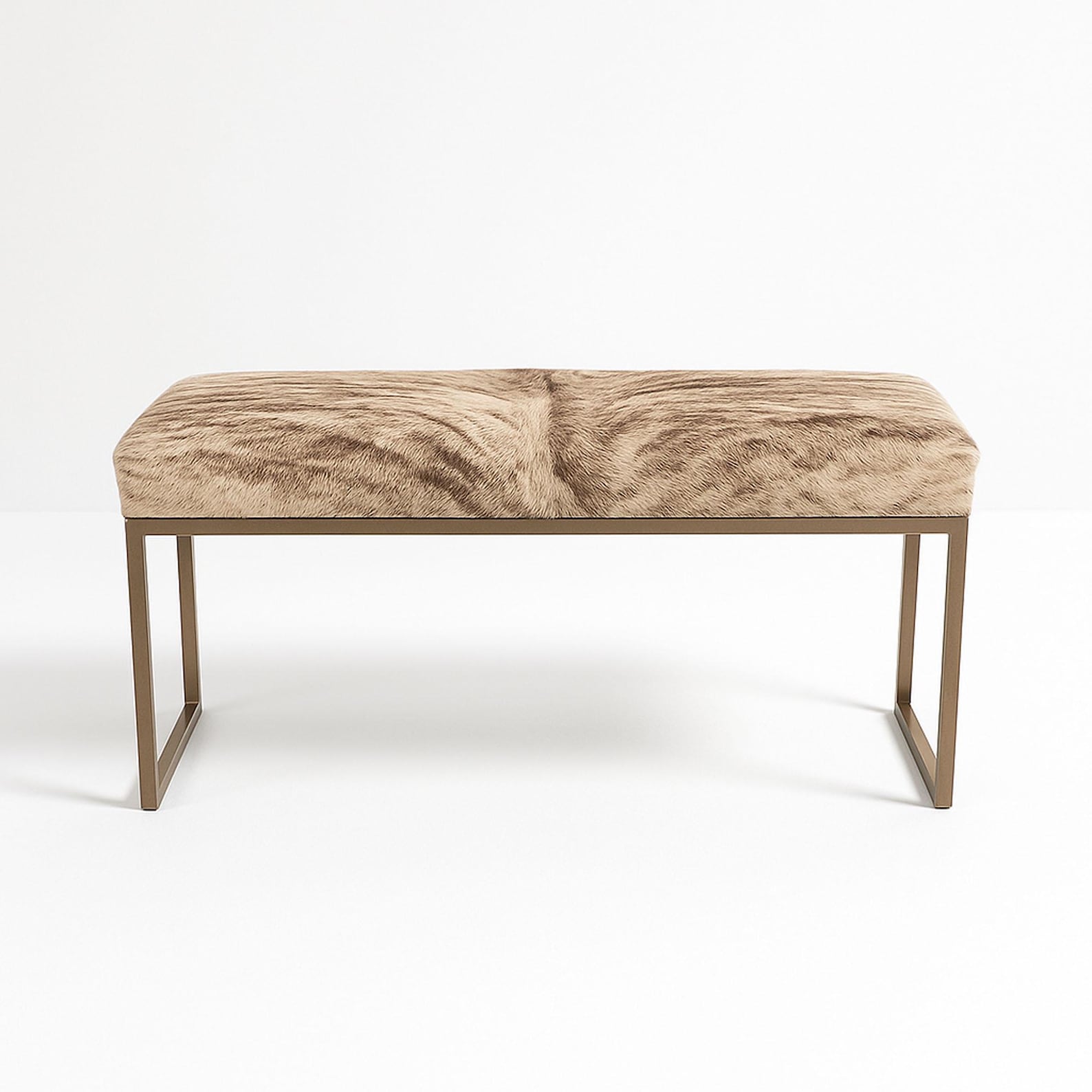 Exotic Cowhide Metal Bench | Dull Nickel Finish | Genuine Cowhide ...