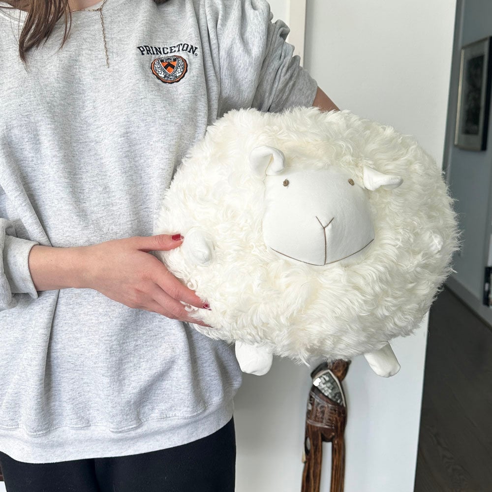 Plush Sheep Pillow: Soft Mongolian Lambskin (15-inch, Multiple Colors ...