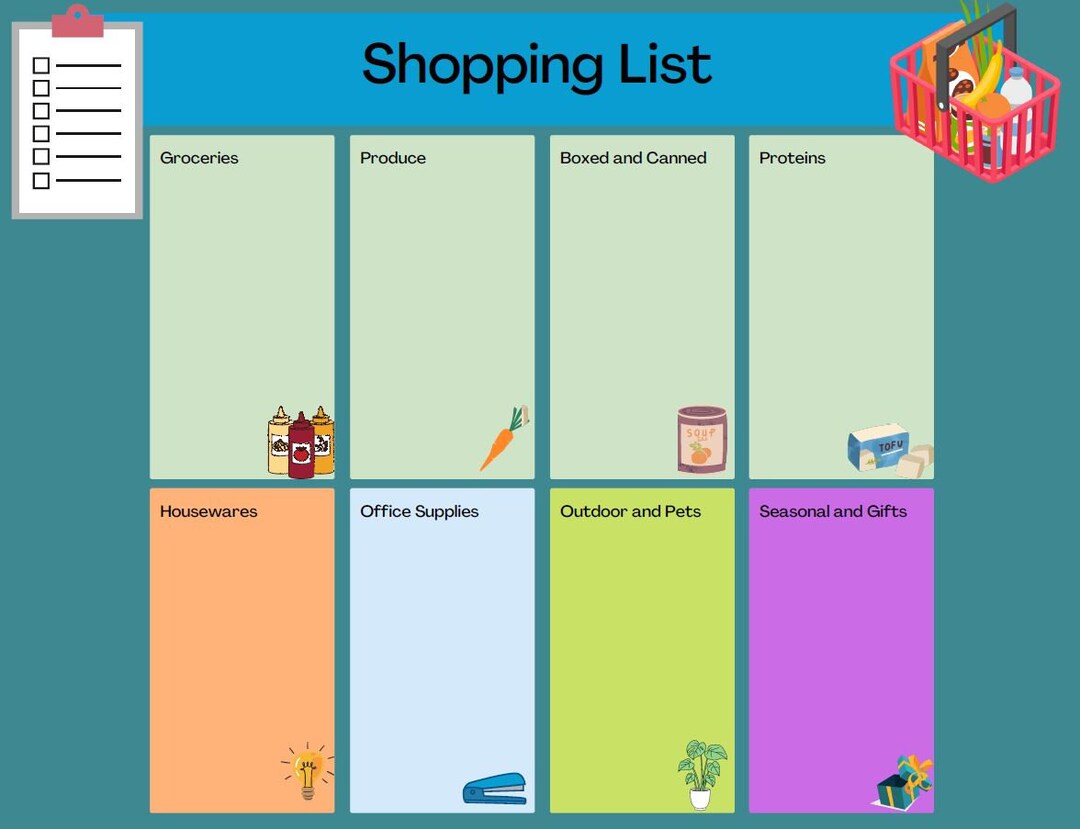 Shopping List Digital, Printable, Reusable, Pdf Blue - Etsy