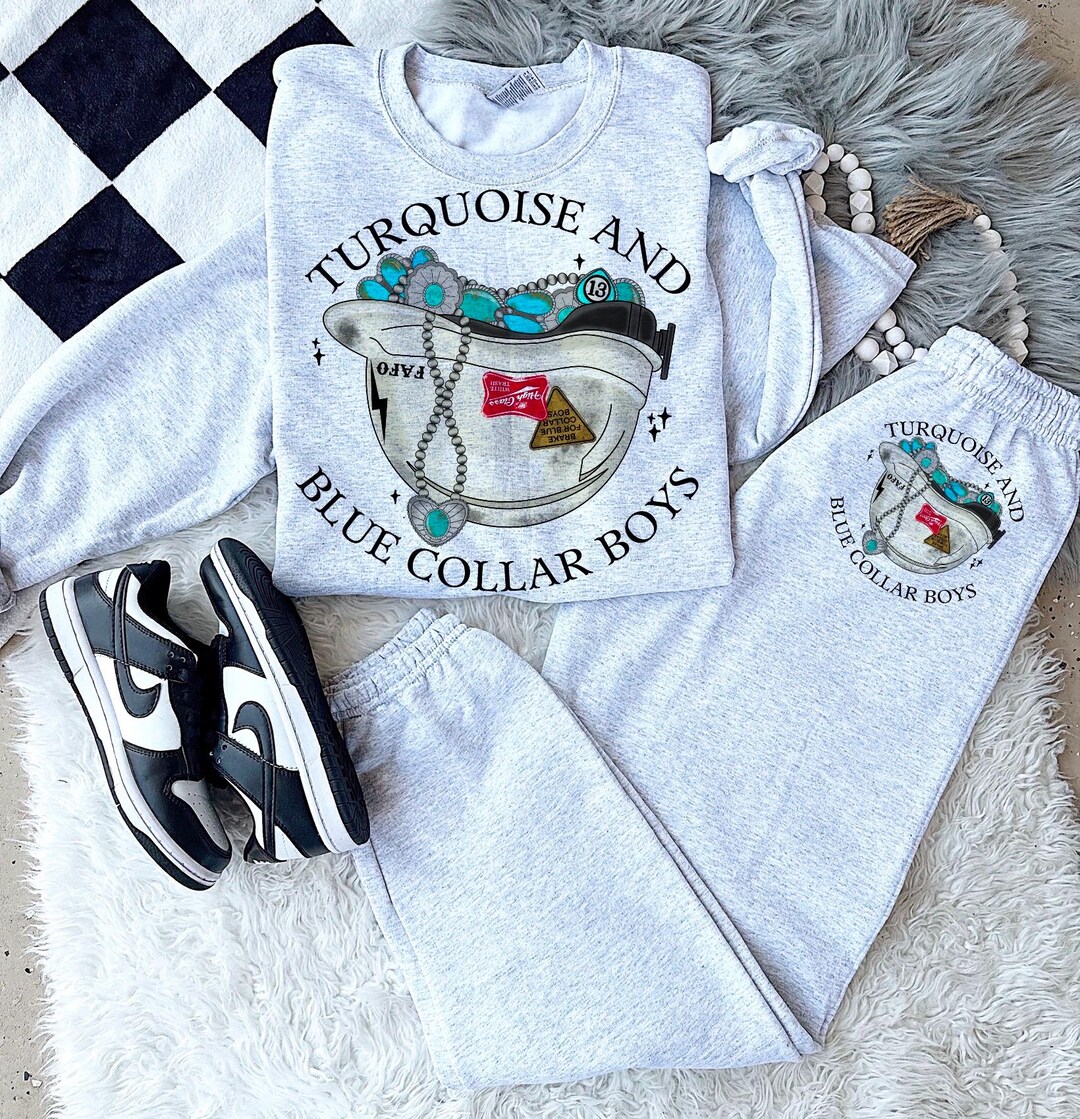 Turquoise and Blue Collar | Sweat Set| Sweat Pants| Woman’s Sweatpants ...