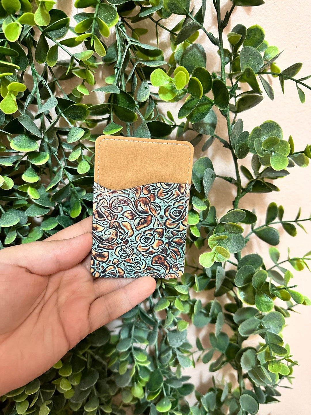 Tooled Leather Phone Wallet Card Holder| Iphone/phone Wallet/cards ...