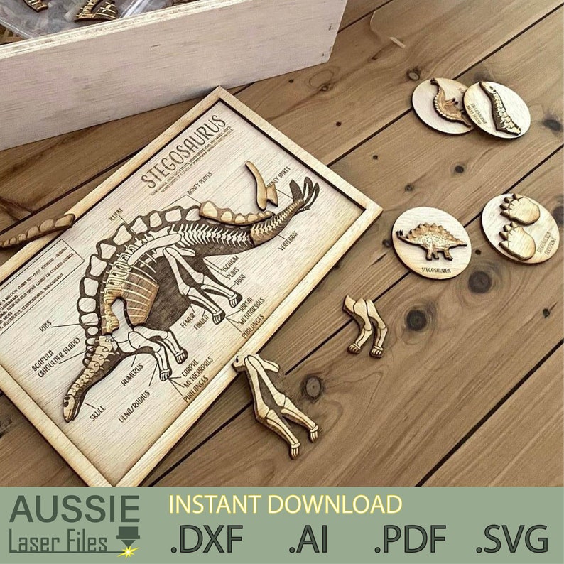 Dinosaur Puzzle and Dinosaur Stamps Files | DXF SVG PDF Ai Laser File ...