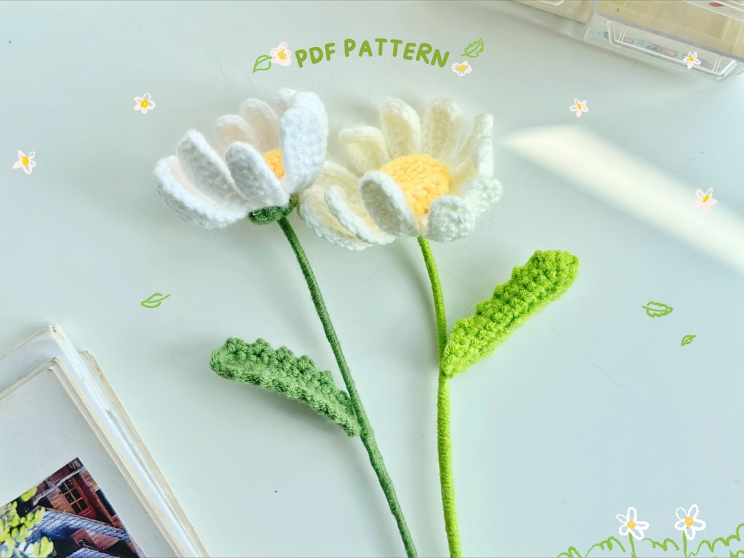 White Daisy Flower Crochet Pattern, Crochet Flower Bouquet Pattern ...