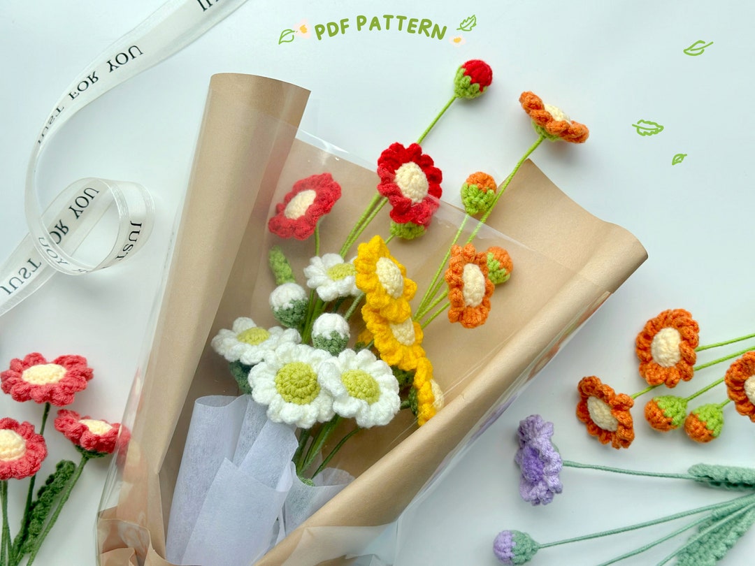 Daisy Flower Crochet Pattern, Crochet Flower Bouquet Pattern, Crochet ...