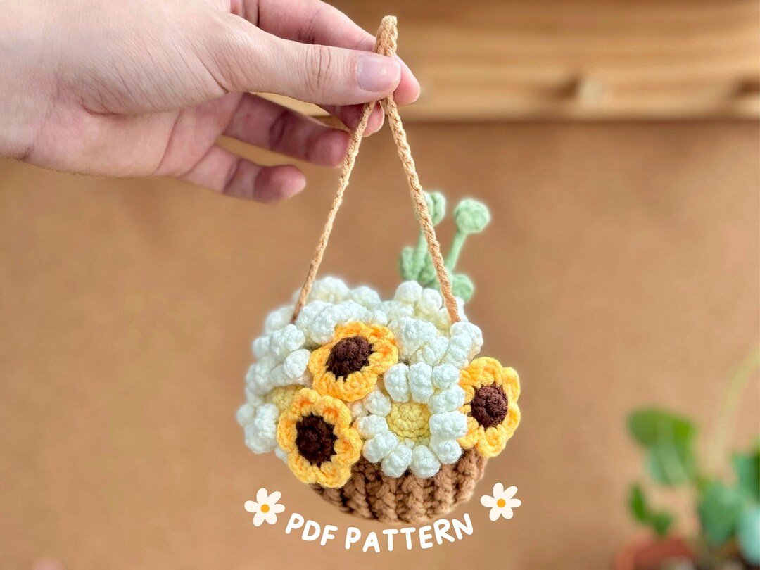 Sunflower Basket Mix Crochet Pattern, Plant Crochet Pattern, Hanging ...