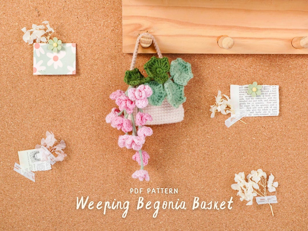 Weeping Begonia Basket Crochet Pattern, Hanging Car Decor Pattern ...