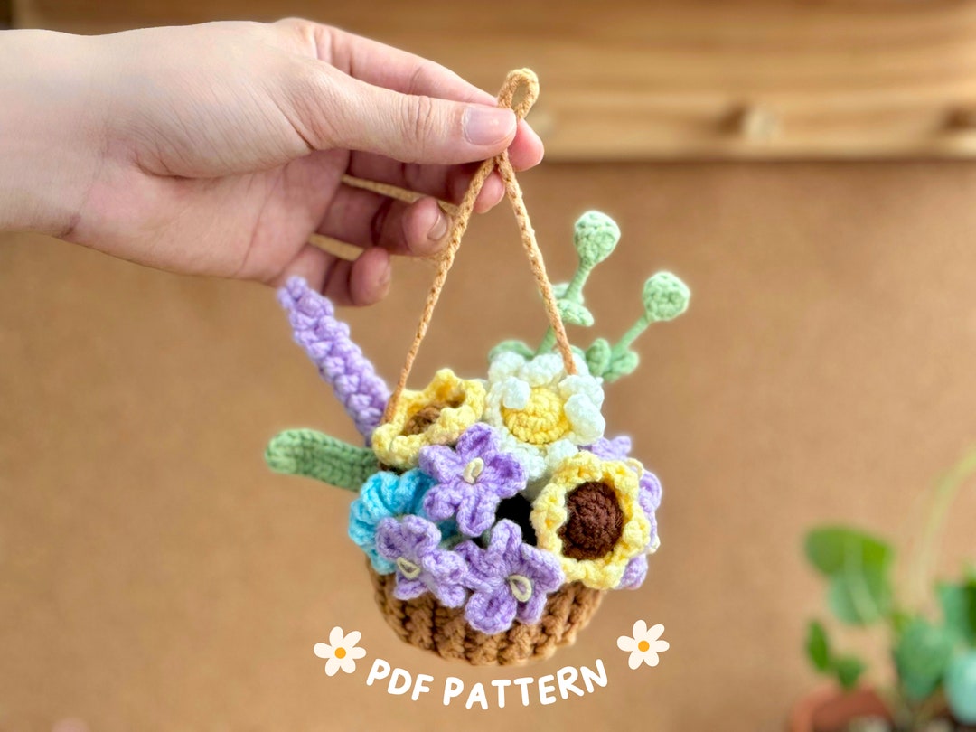 Daisy Flower Basket Mix Crochet Pattern, Plant Crochet Pattern, Hanging ...