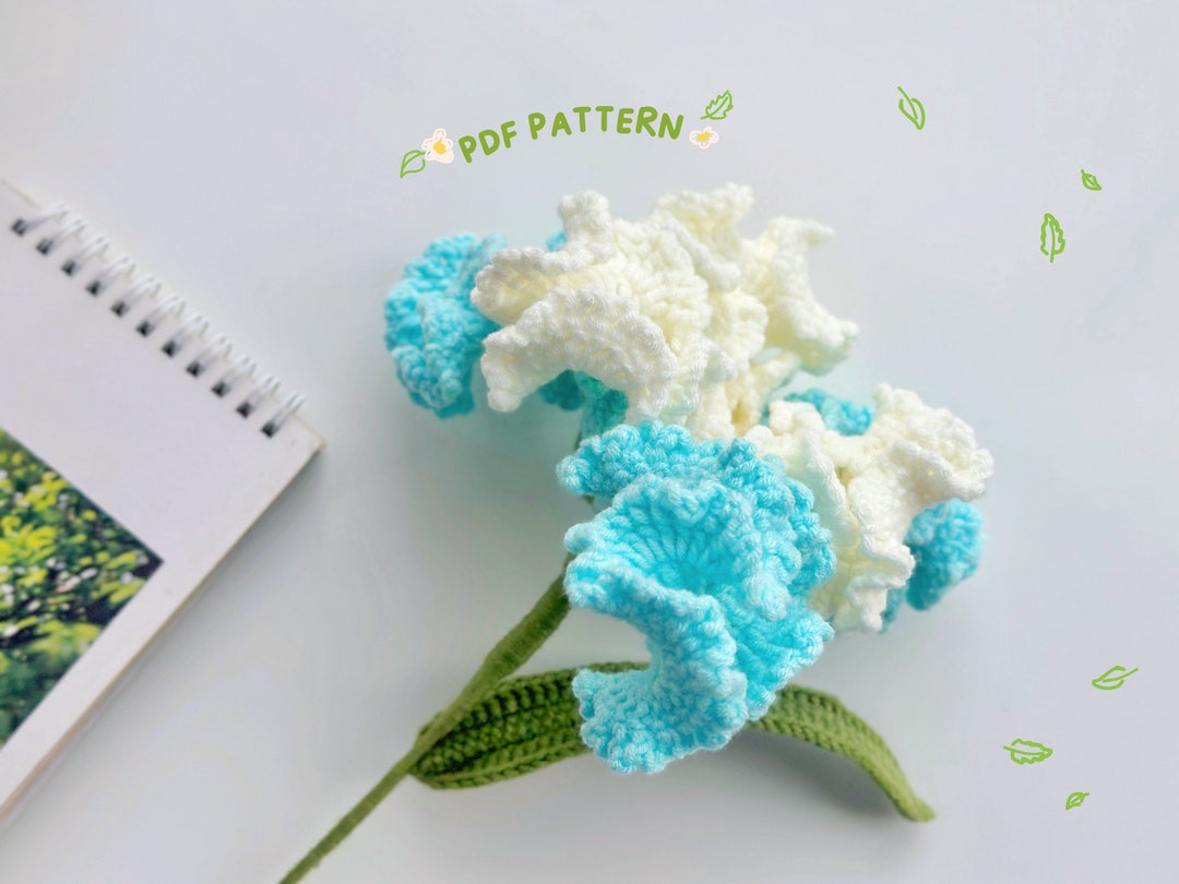 Blue Iris Flowers Crochet Pattern, Crochet Flower Bouquet Pattern ...