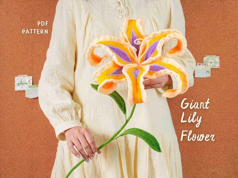 Giant Lily Flower Crochet Pattern, Flower Crochet Pattern, Rose Lily ...