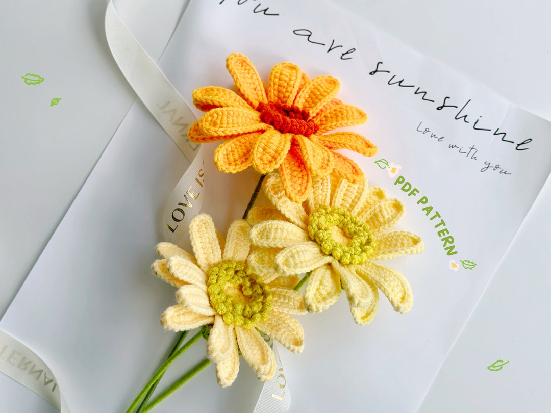 Gerbera Flower Crochet Pattern, Crochet Flower Bouquet Pattern, Crochet ...