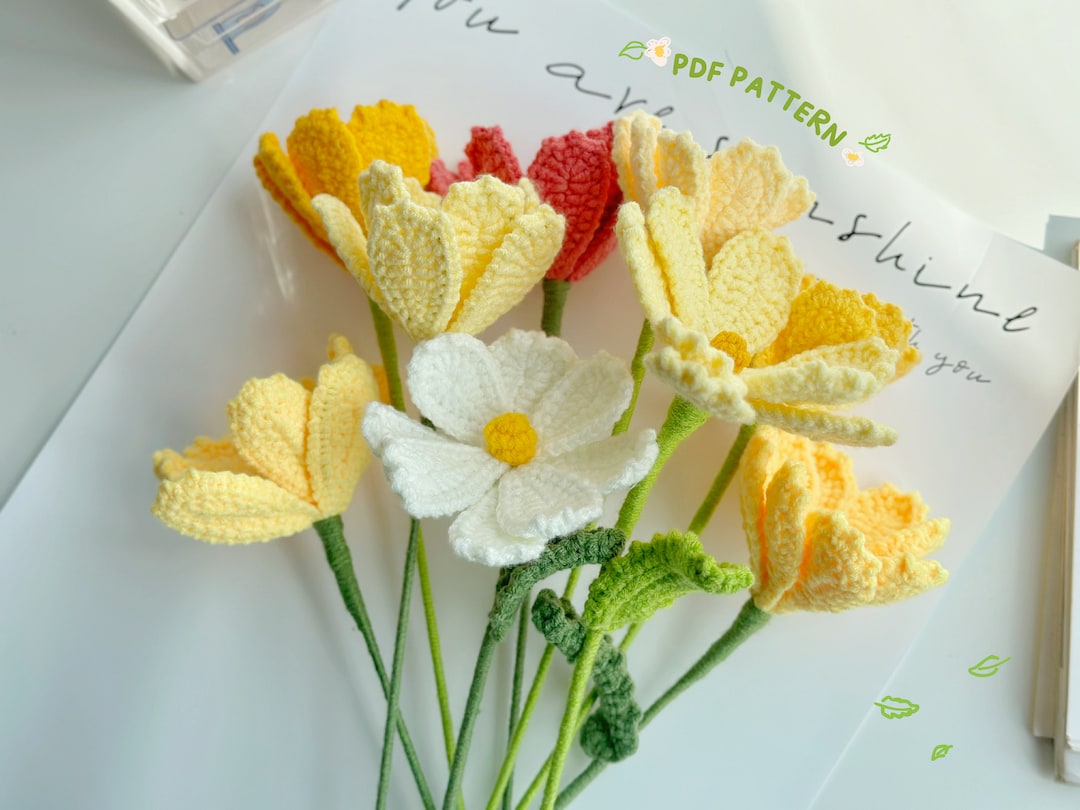 Cosmos Bipinnatus Flowers Crochet Pattern, Crochet Flower Bouquet ...