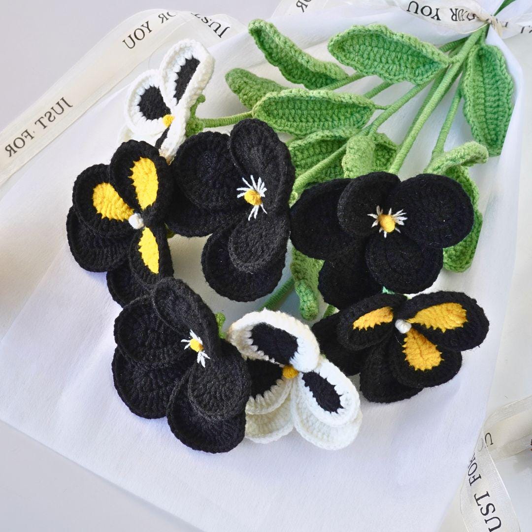 Pansy Flower Crochet Pattern, Crochet Flower Bouquet Pattern, Crochet ...