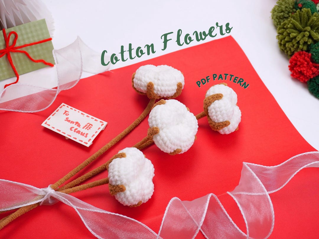 Cotton Flowers Crochet Pattern, Christmas Crochet Pattern, Cotton ...