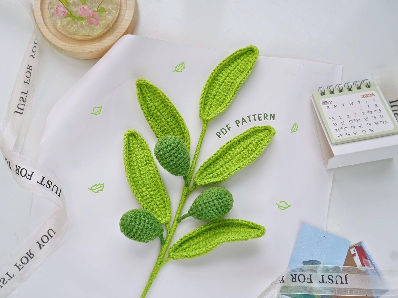 Olive Branch Crochet Pattern, Crochet Pattern Branch of Leaves, Crochet ...