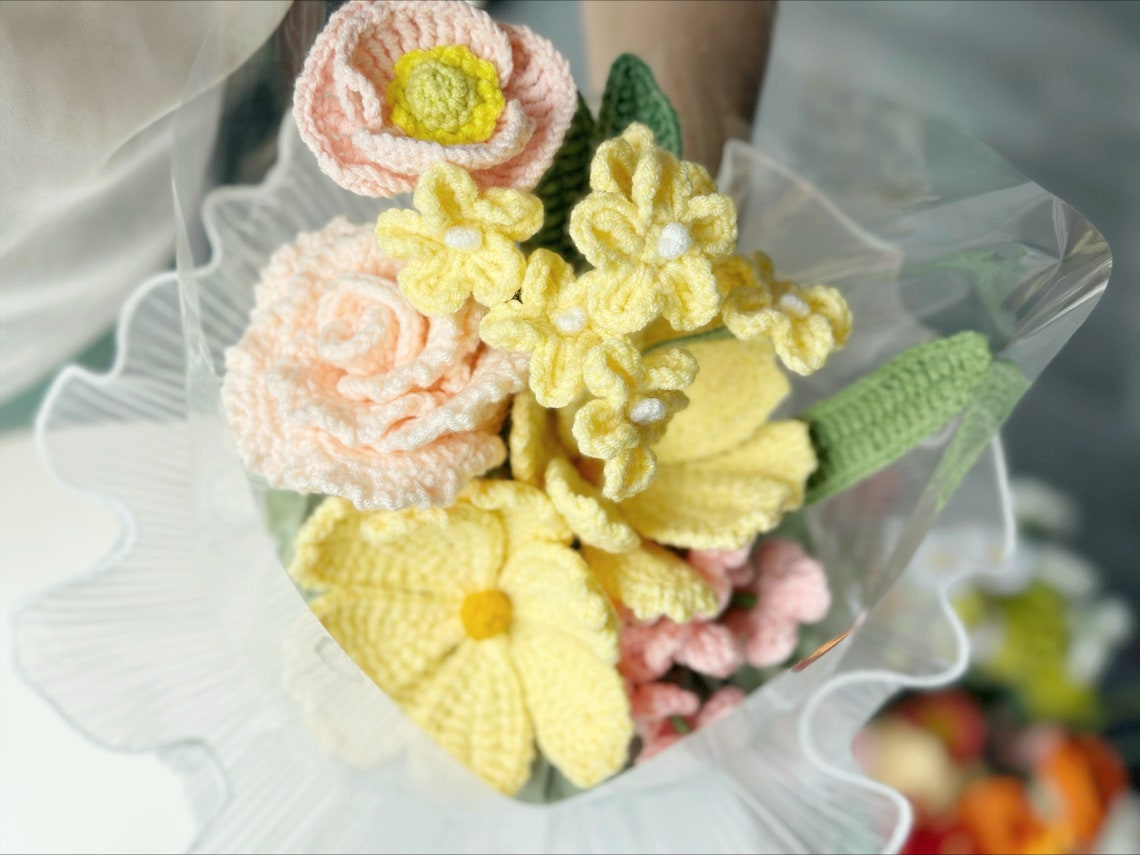 Flower Bouquet Crochet Pattern, Crochet Flower Bouquet Pattern, Crochet ...