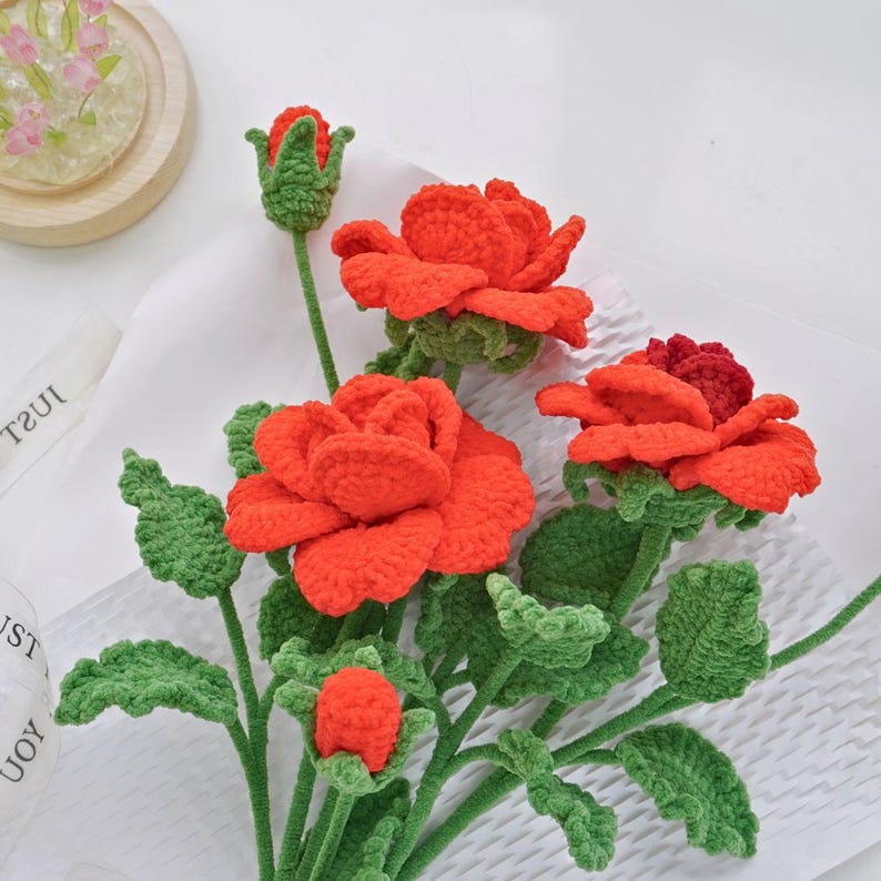Passionate Red Roses Crochet Pattern, Crochet Flower Bouquet Pattern ...