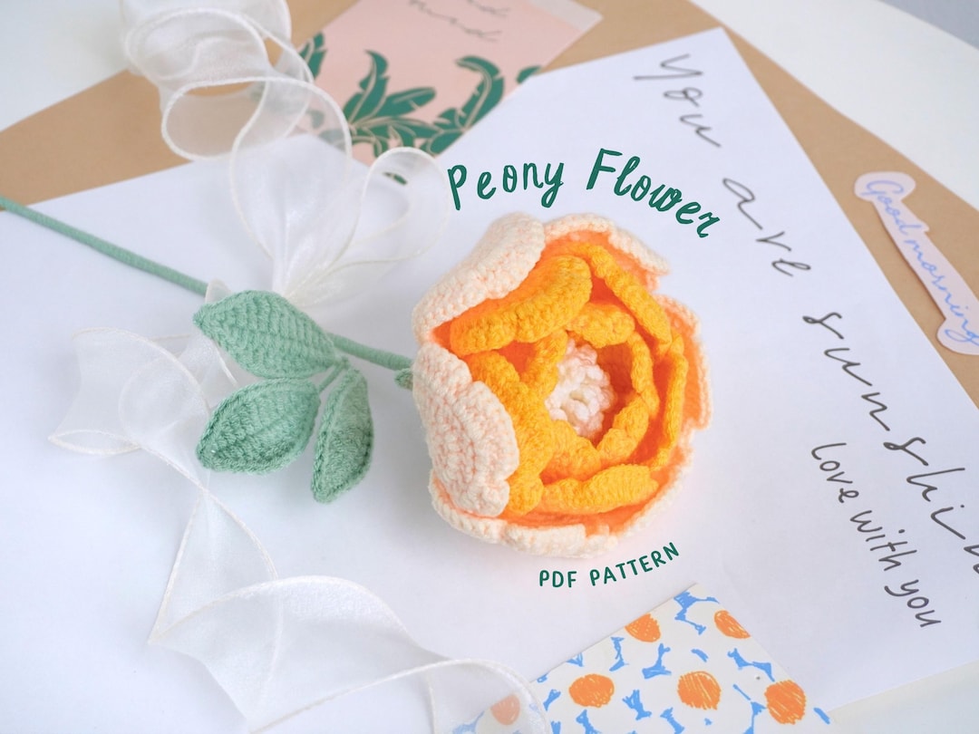 Peony Flower Crochet Pattern, Flower Bouquet Crochet Pattern, Flower ...