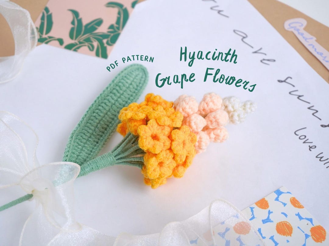 Hyacinth Grape Flowers Crochet Pattern, Flower Bouquet Crochet Pattern ...