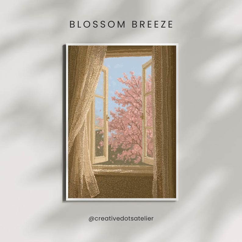 Cherry Blossom in Pointillism: Spring Botanical Wall Art Digital ...