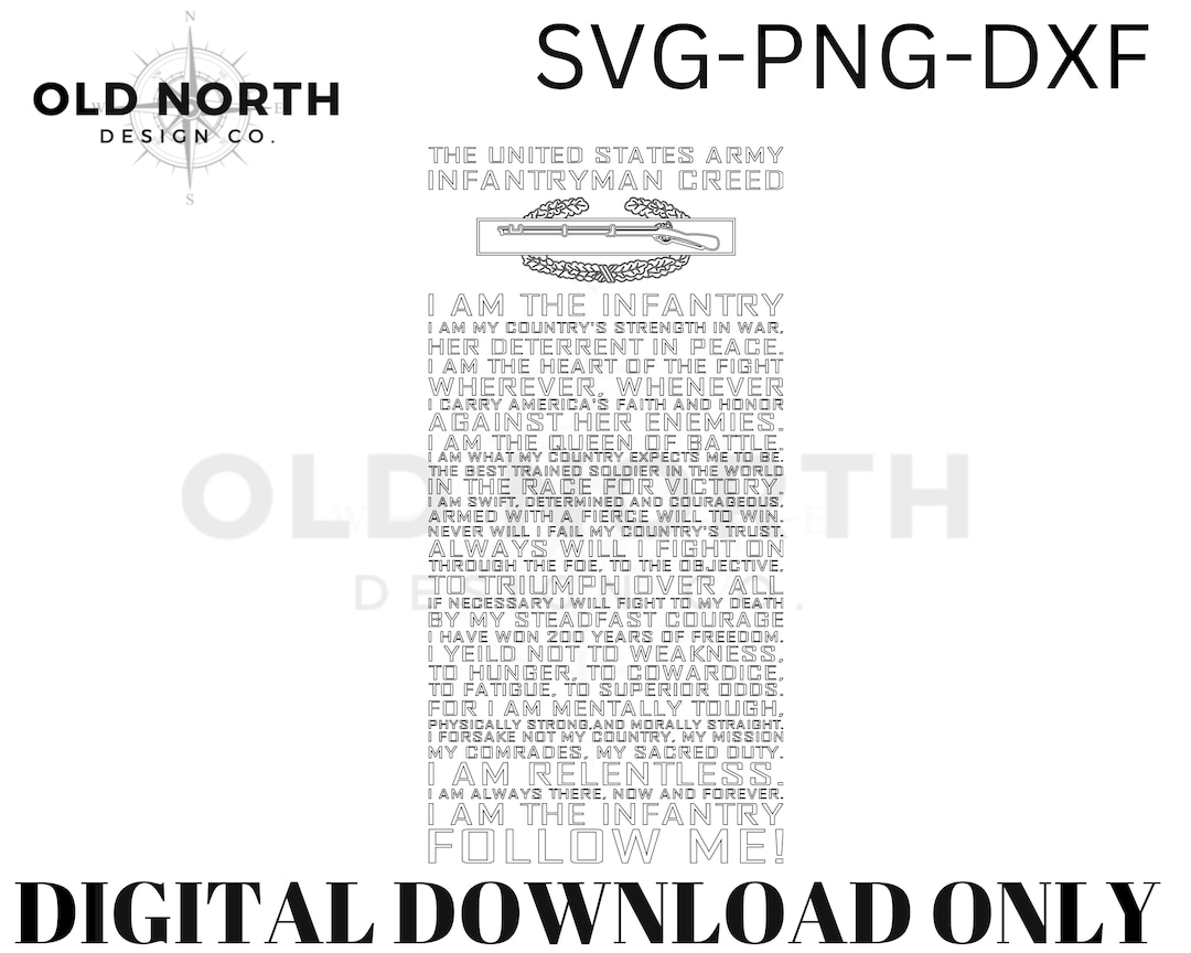Infantryman's Creed US Army Infantry SVG Only Digital Download - Etsy UK