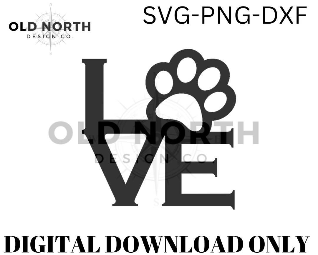 Love Paw Print SVG DXF PNG Digital Download - Etsy Australia
