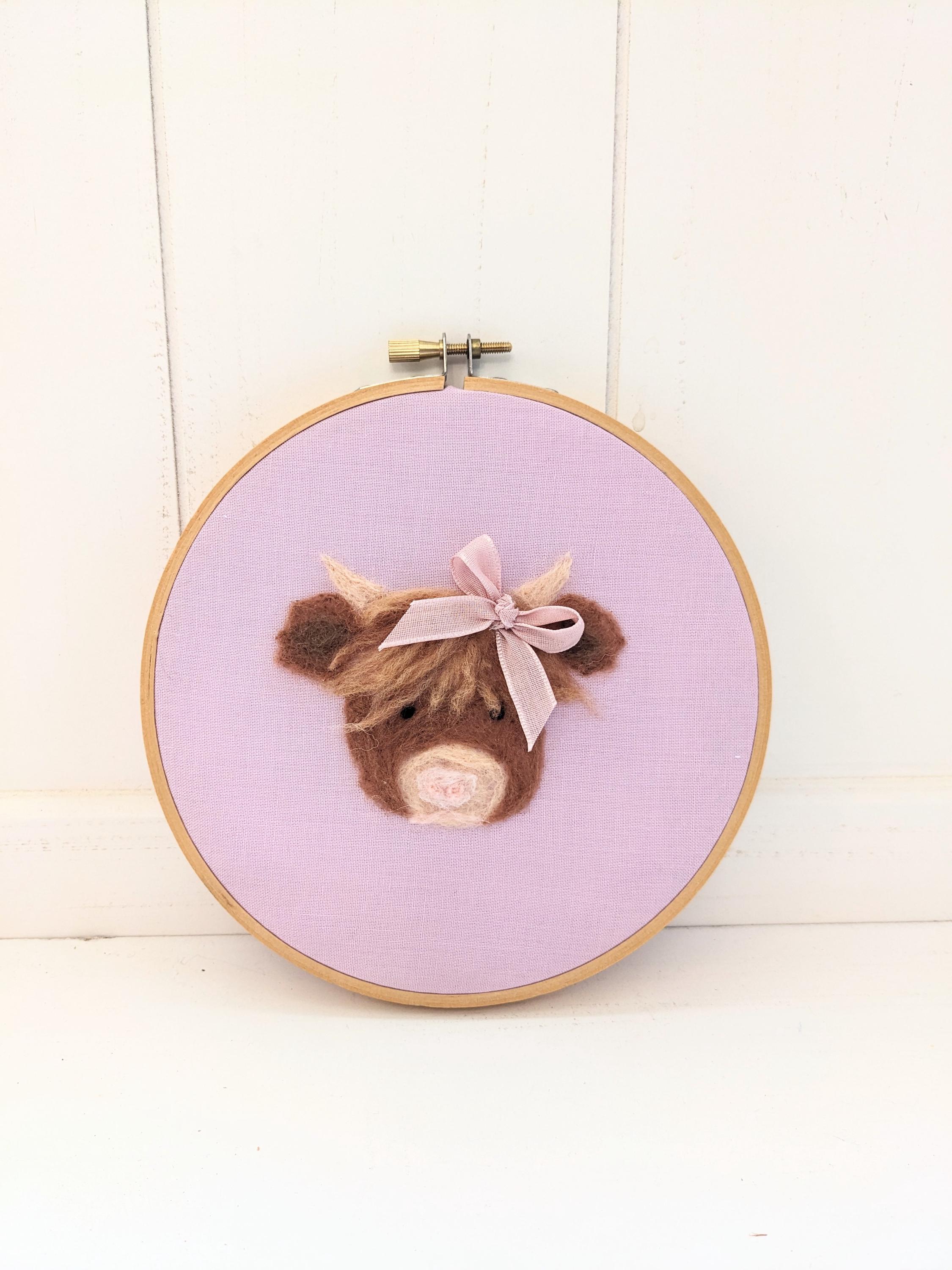 Felted Wool Highland Cow Embroidery Hoop Art: Nursery Decor - Etsy