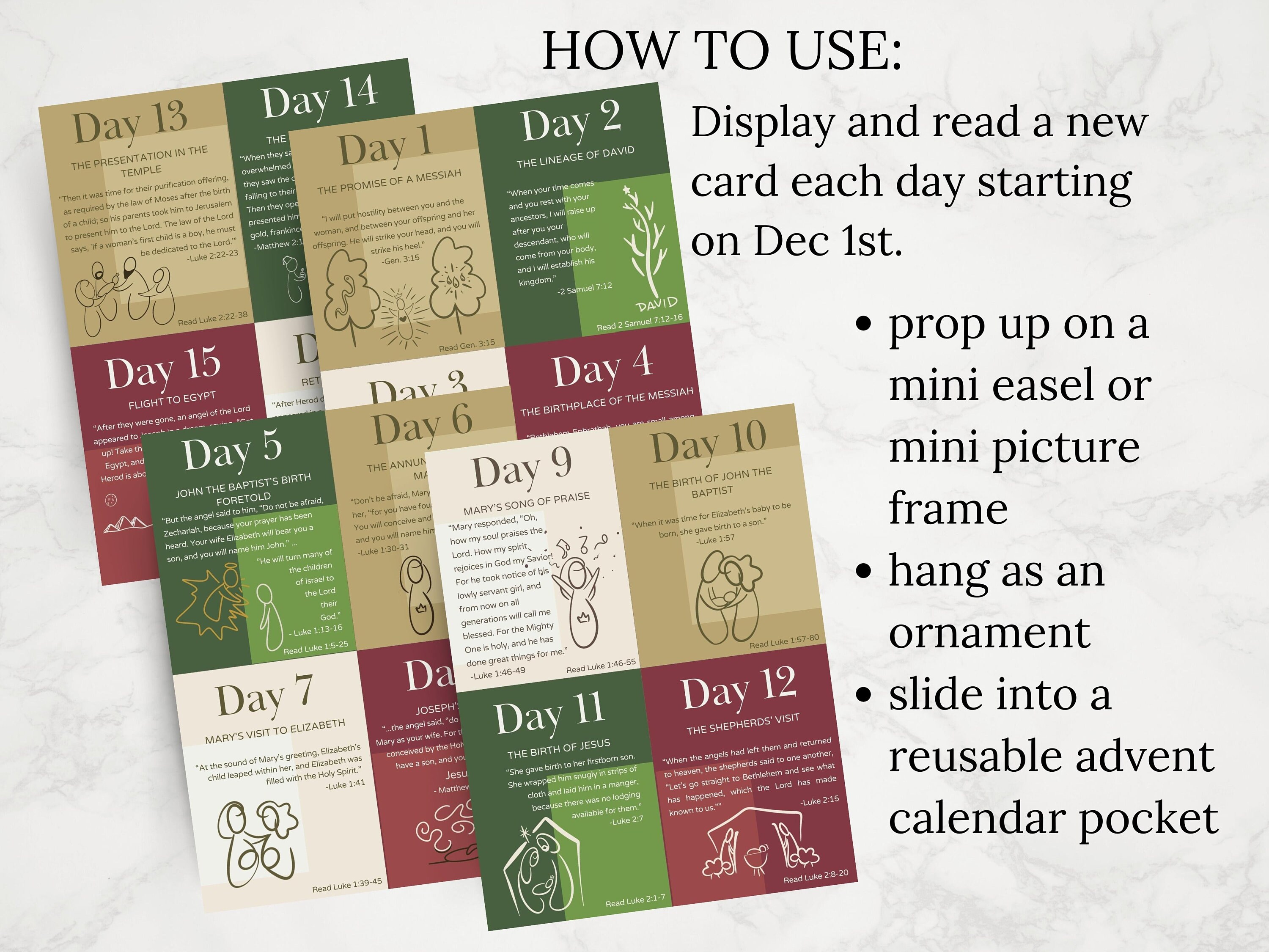 Christian Advent Calendar Bible Verses for Kids, Printable Christian ...