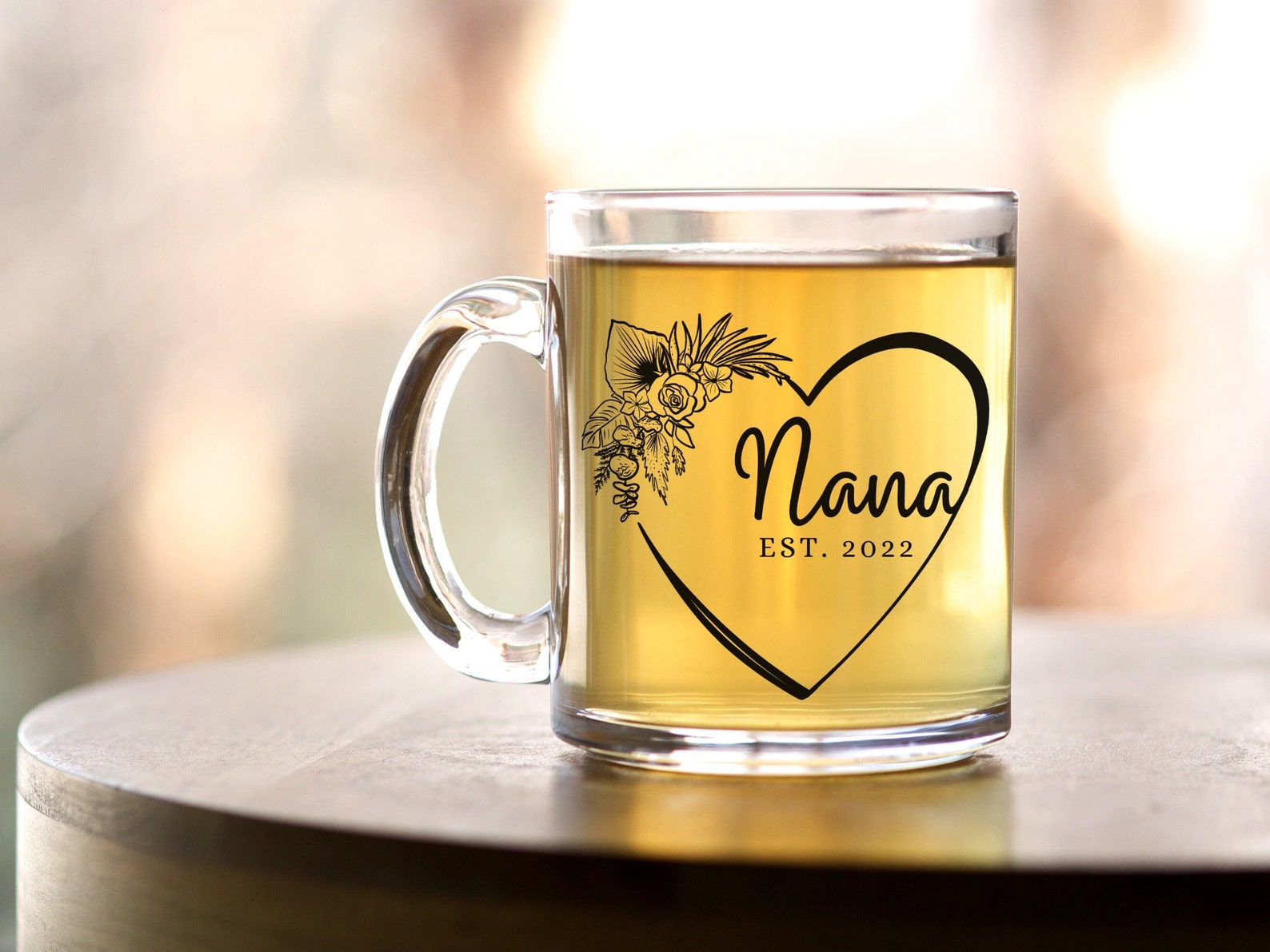 Aunt Est. Glass Cup Floral Mom Gift From Daughter Sister Nana Pregnancy ...