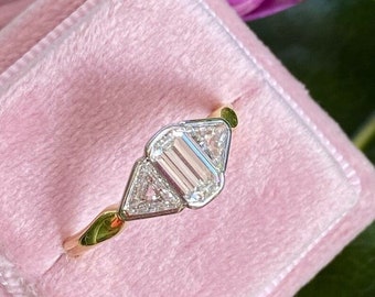 Trillion Wedding Ring Set - Etsy