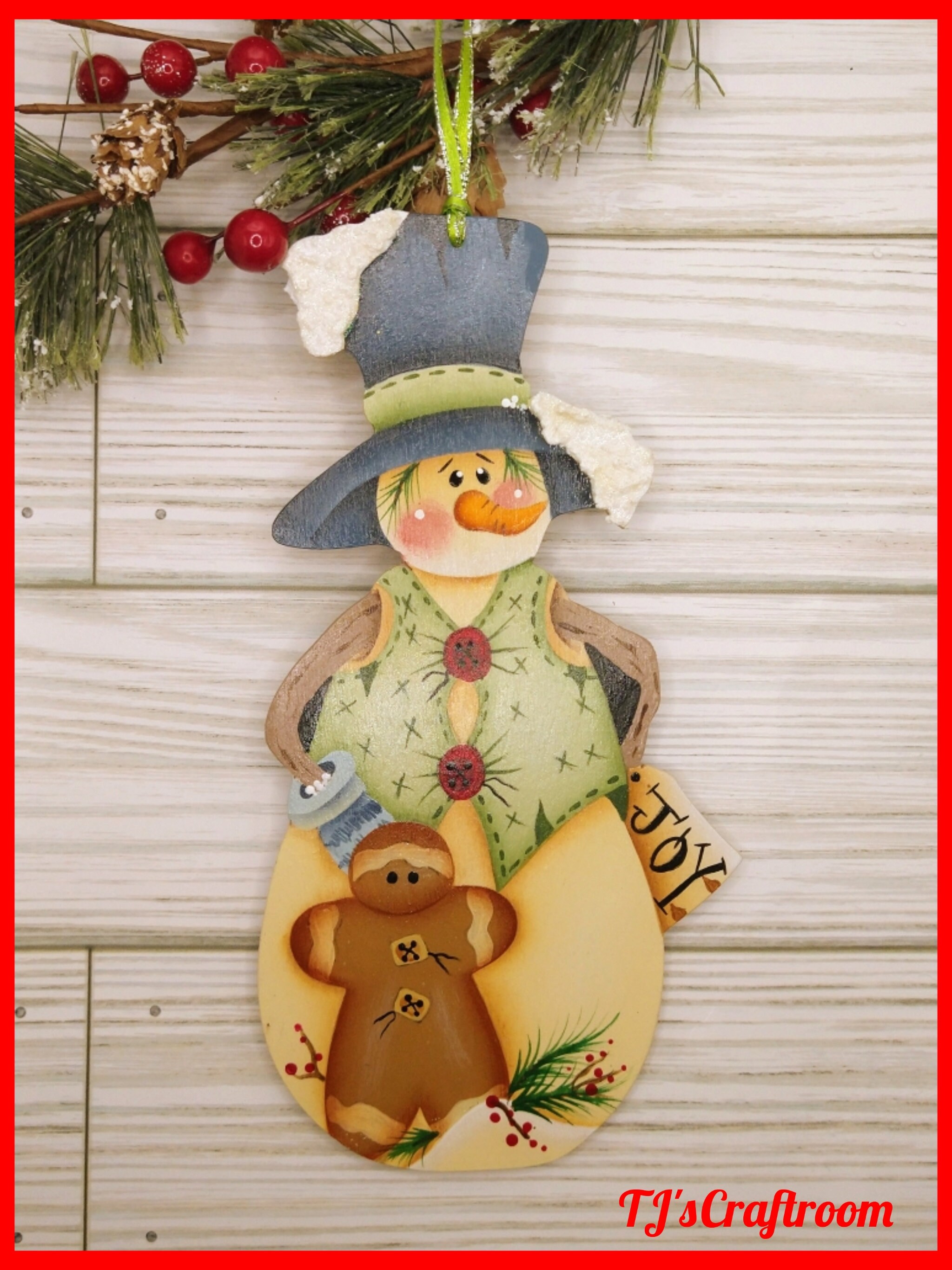 Snowman Ginger Ornament Handpainted Wood Christmas Ornament - Etsy