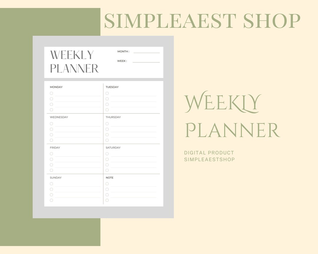 Weekly Planner Weekly Schedule I Weekly Calendar Weekly Schedule To-do ...