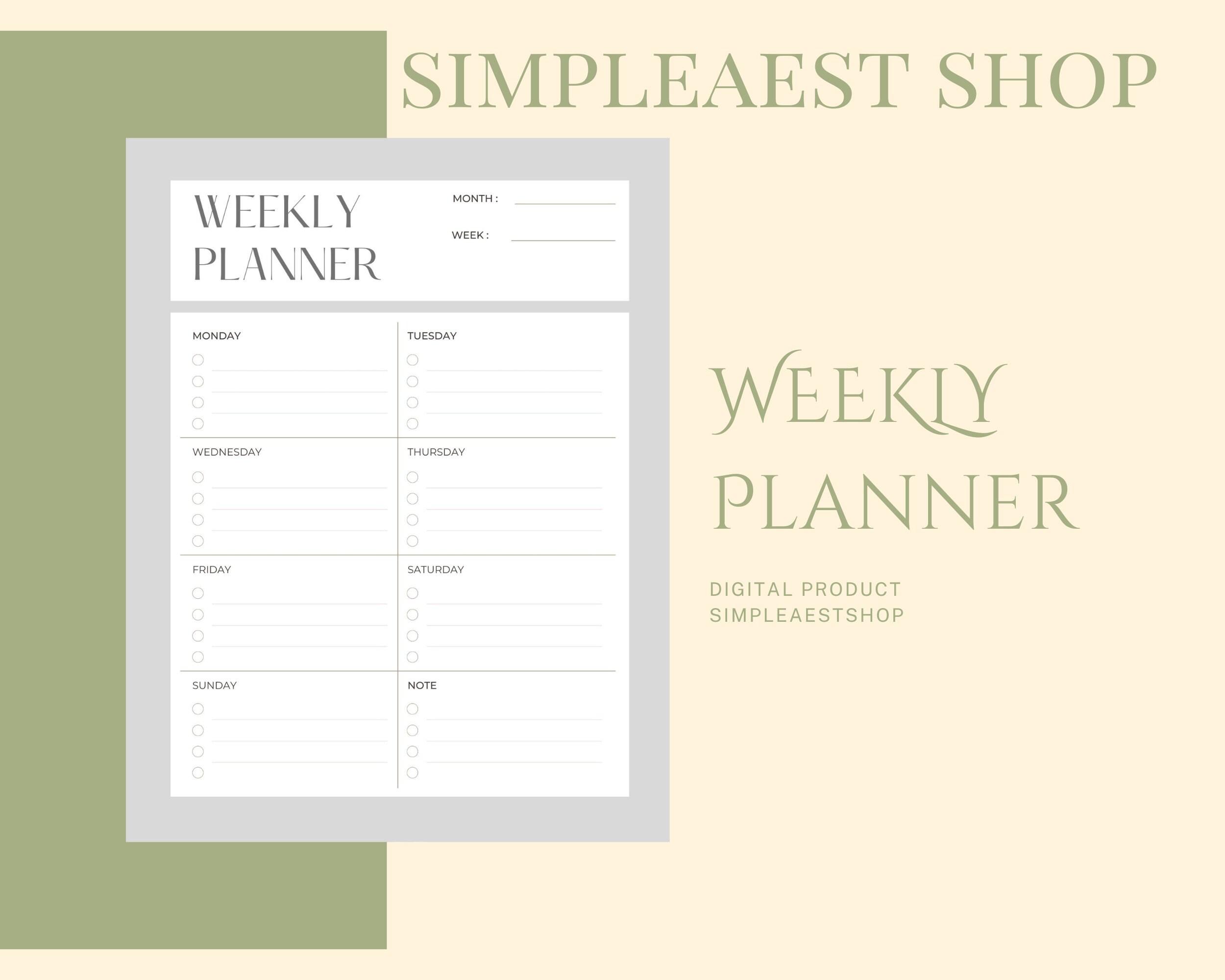 Weekly Planner Weekly Schedule I Weekly Calendar Weekly - Etsy