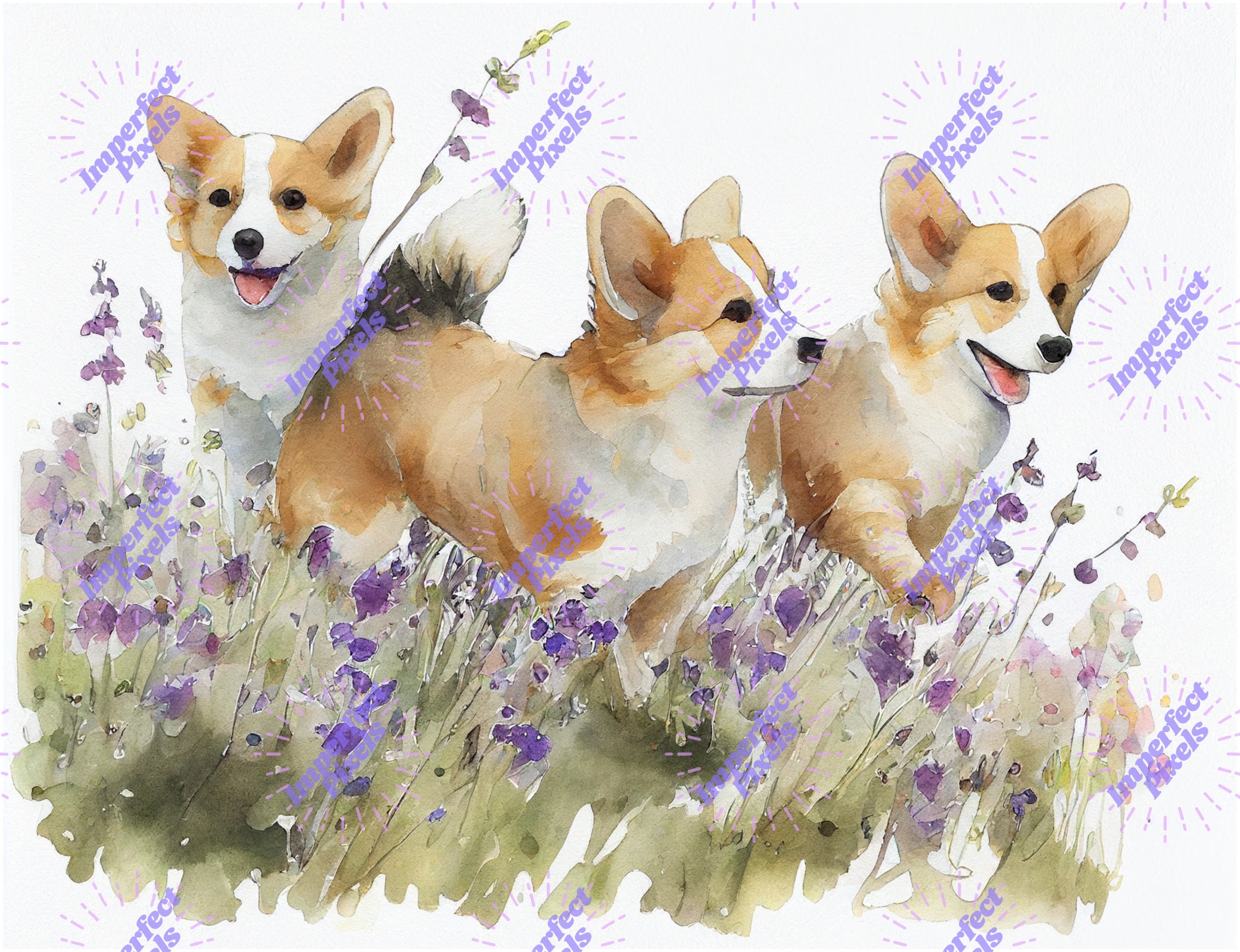 Digital Download Watercolor Corgis Print at Home Printable - Etsy