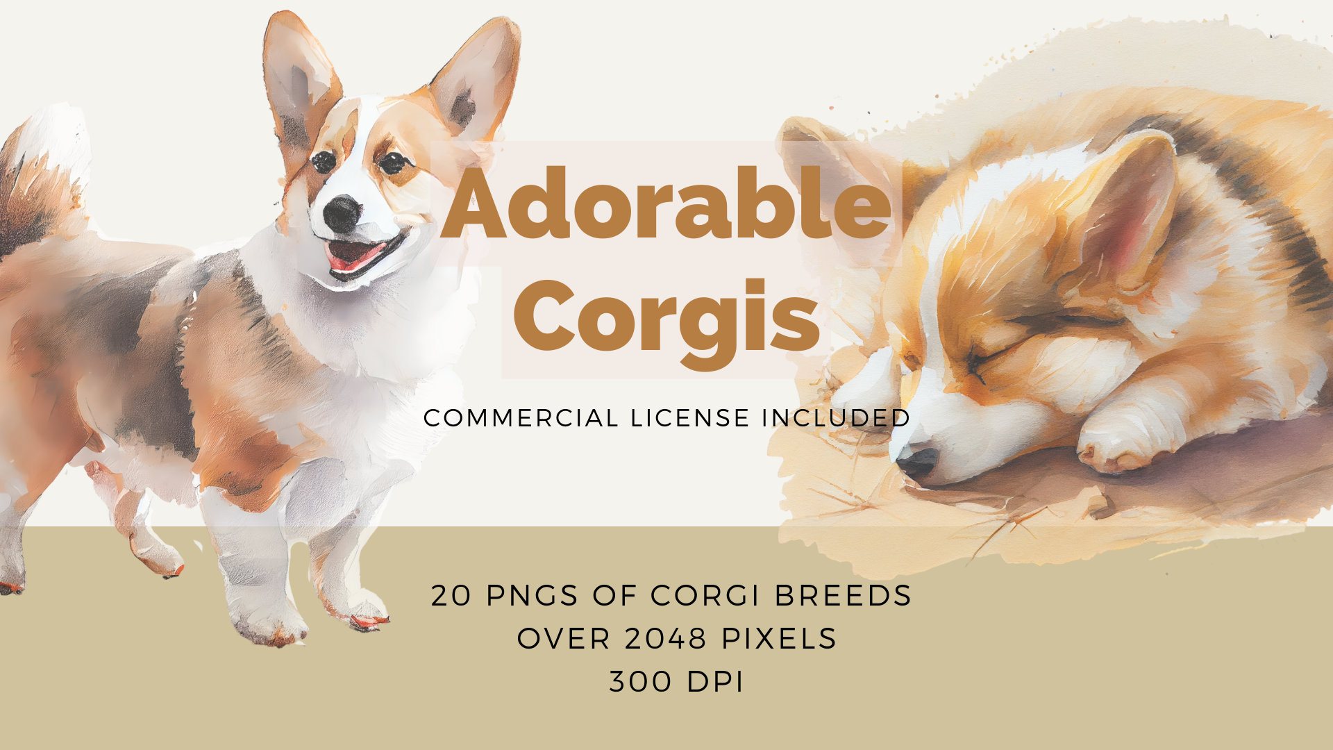 Digital Download Watercolor Corgis Print at Home Printable - Etsy