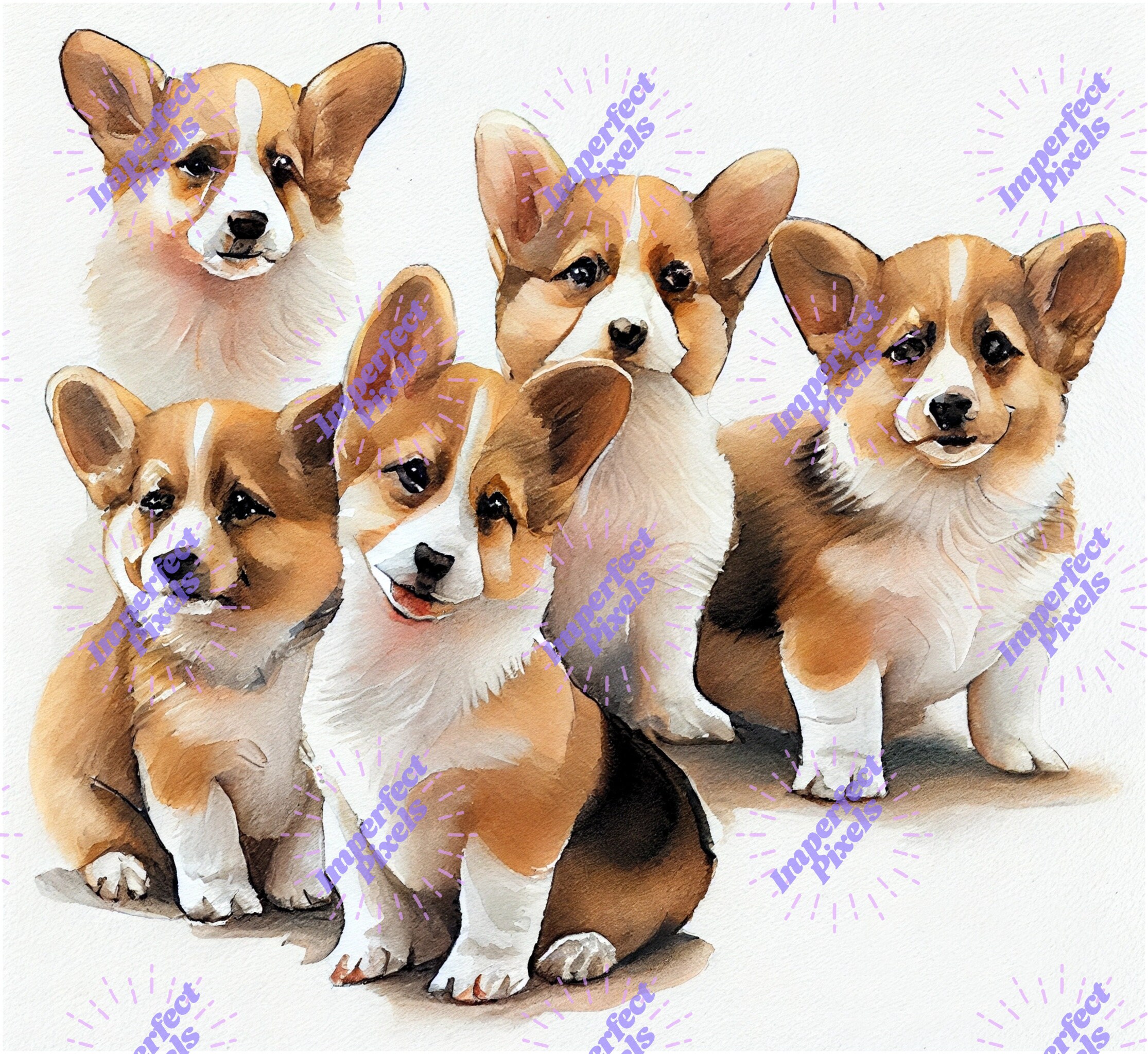 Digital Download Watercolor Corgis Print at Home Printable - Etsy