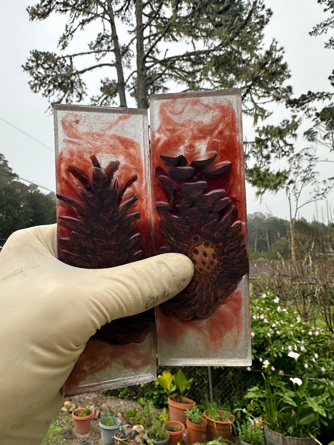 Pine Cone and Resin Hybrid Handle Scales for Knife Making 1 Set of 2 ...