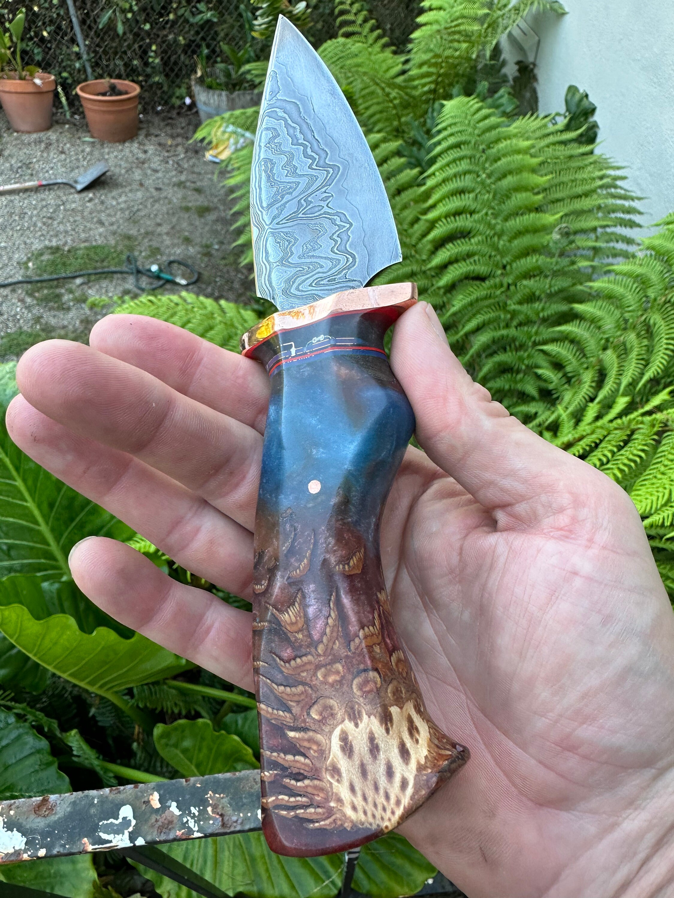 4 Damascus San Mai Knife Multi Use Knife Hand Forged - Etsy