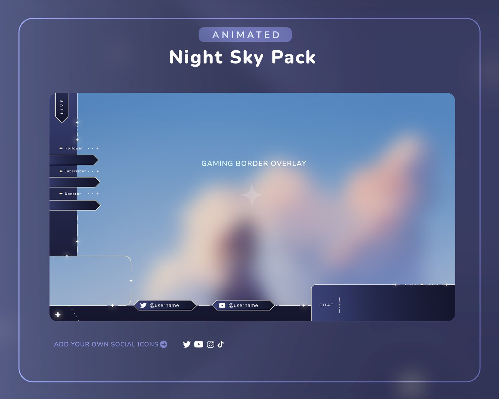 Night Sky Animated Stream Pack | Twitch Overlays, Vtuber Just Chatting ...