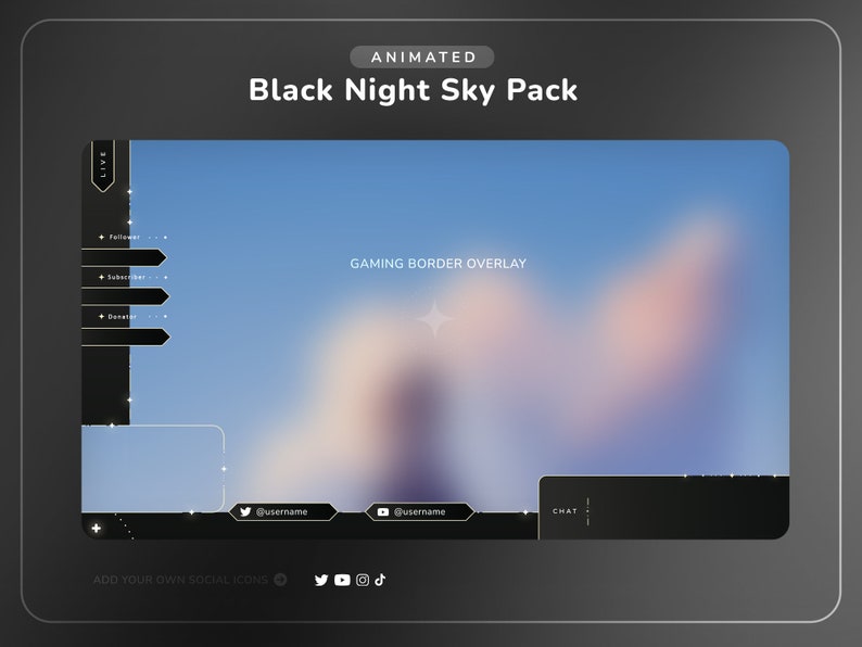 Black Night Sky Animated Stream Pack | Twitch Overlays, Vtuber Just ...