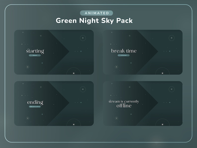 Green Night Sky Animated Stream Pack | Twitch Overlays, Vtuber Just ...