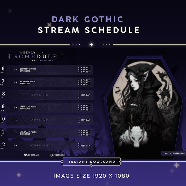 Gothic Twitch Schedule - Etsy