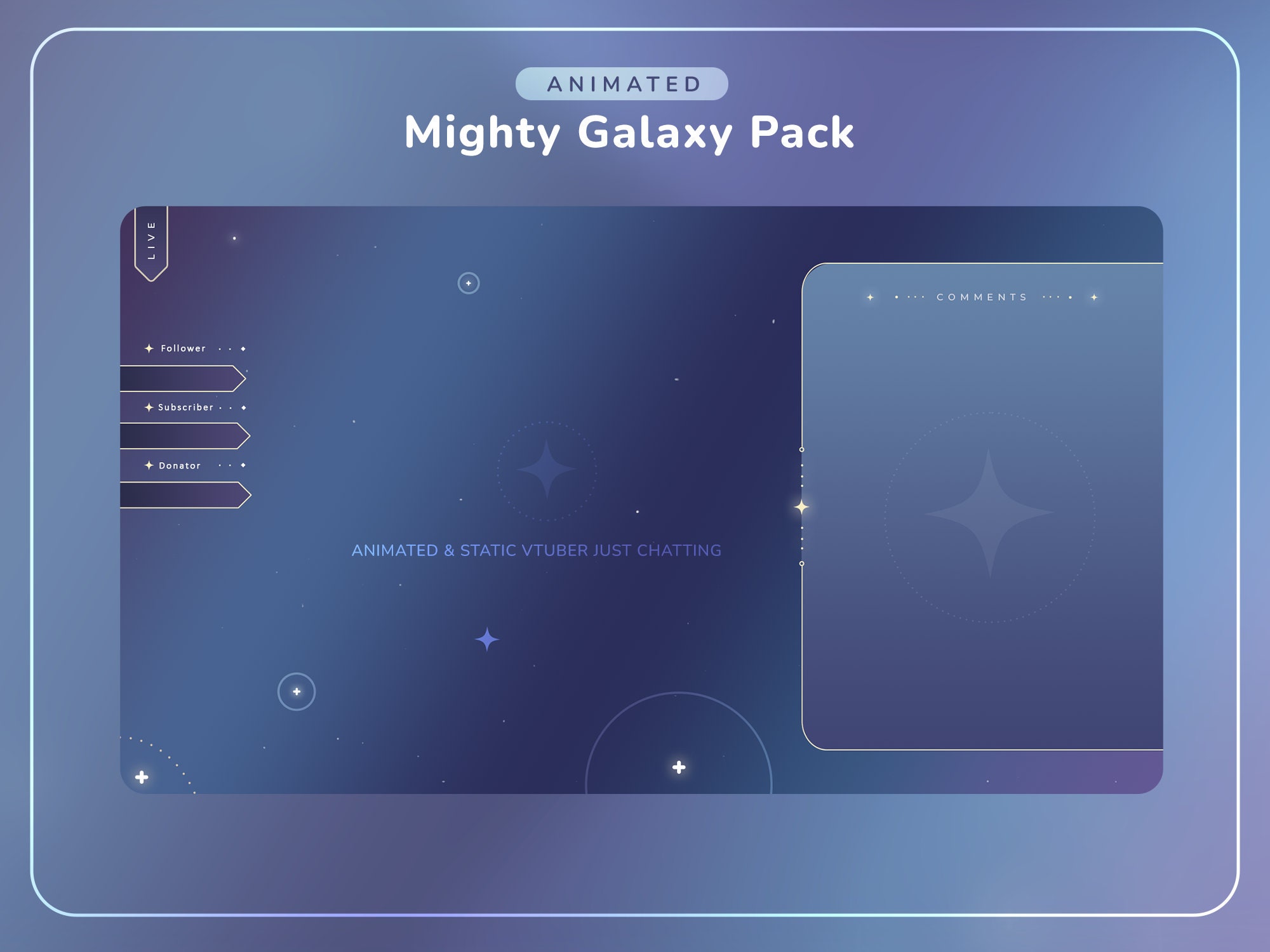Mighty Galaxy Animated Stream Pack | Twitch Overlays, Vtuber Just ...